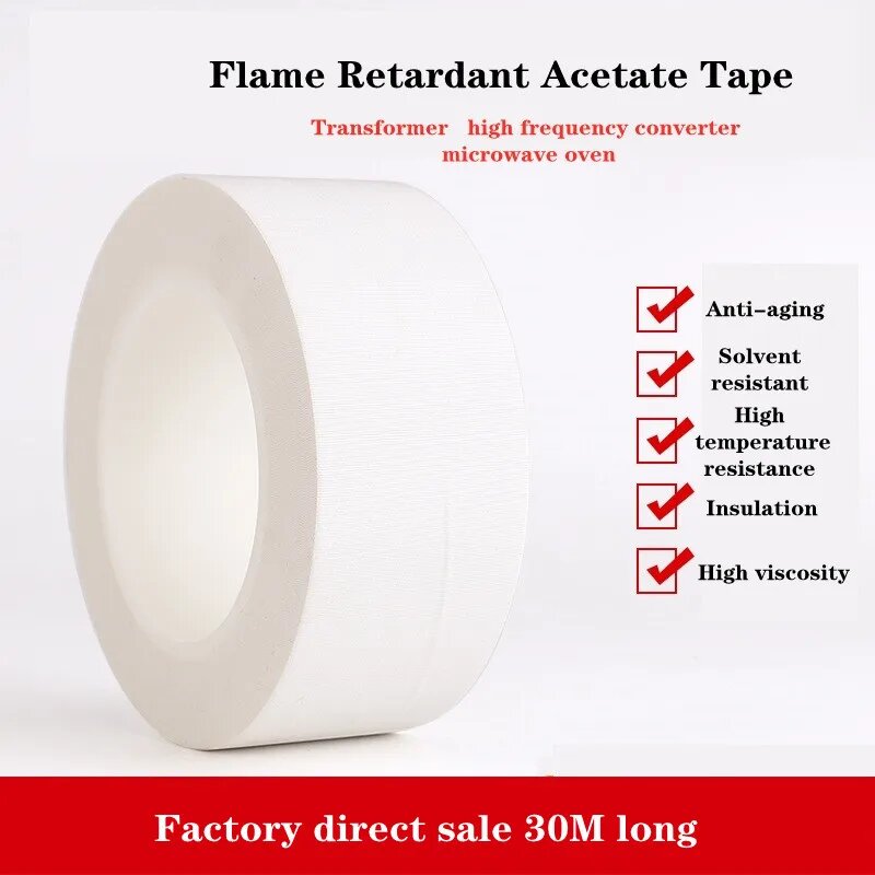 Термостойкая изоляционная лента Acetate Cloth Tape 30 мм