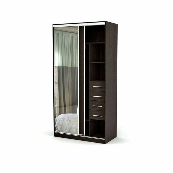 Шкаф-купе Каскад 4я Венге цаво для одежды с зеркалом двухдверный 120*220*56