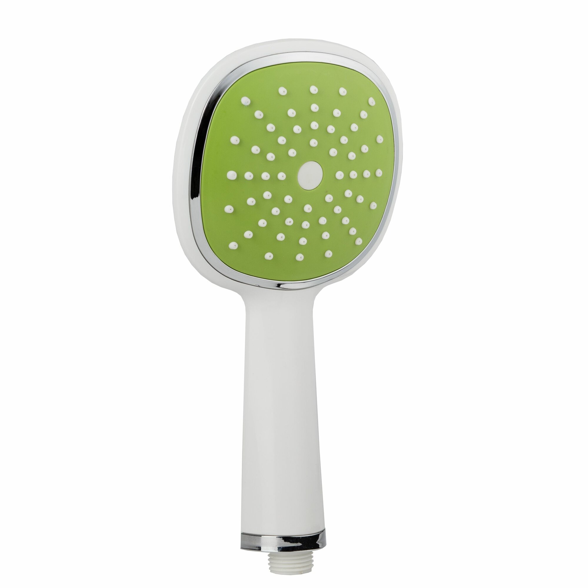Лейка для душа с широким диаметром 10 см, белая с зеленой рабочей поверхностью
