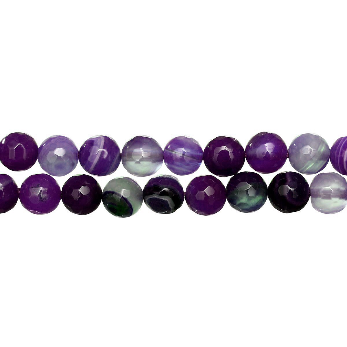 Бусины каменные агат, полосатый, 7-8мм, фиолетовый, граненый, 45 шт, низка