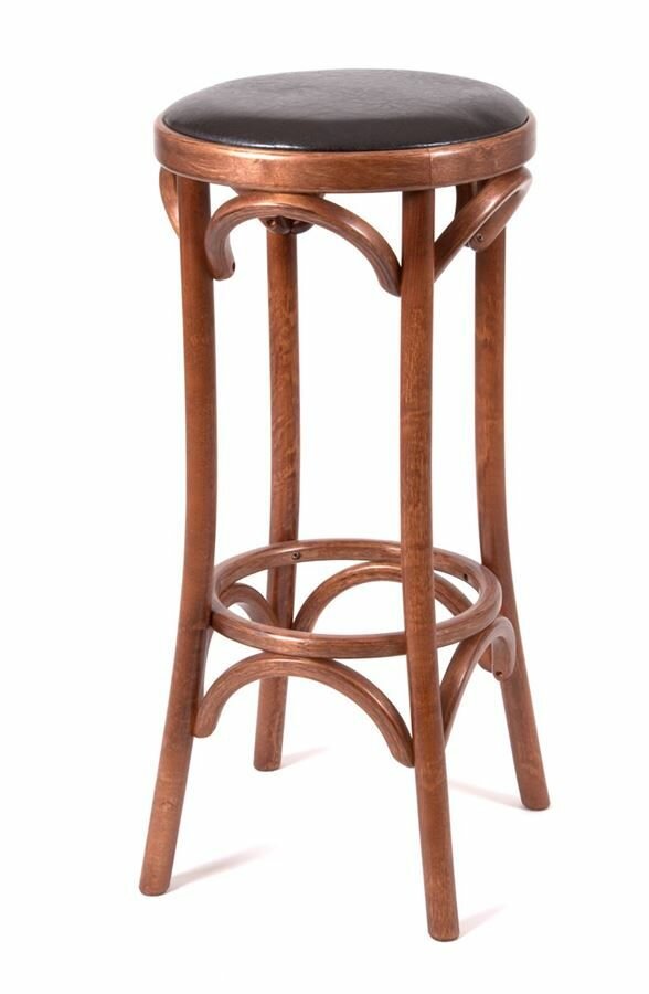 Табурет деревянный барный 750 Венский средний тон с мягким сиденьем из экокожи