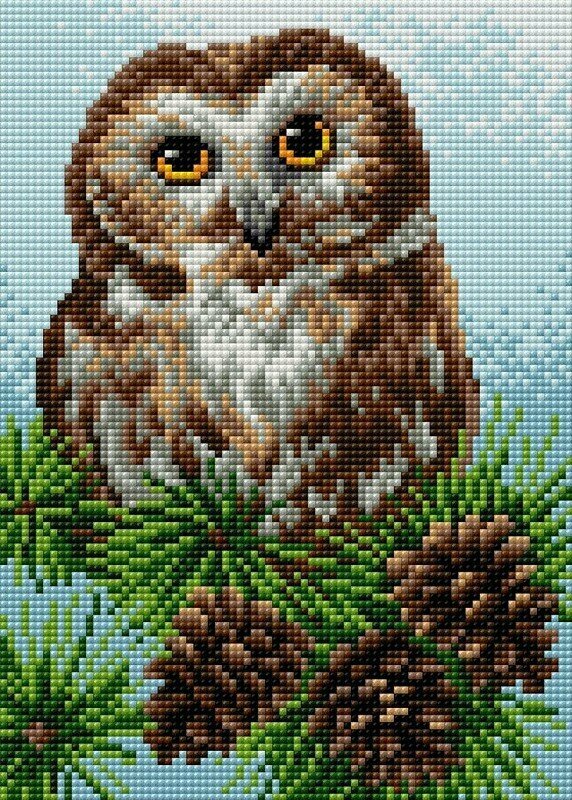 Набор Вышиваем бисером #V-122 Магнит "Сова", Алмазная Мозаика, 20 х 28 см