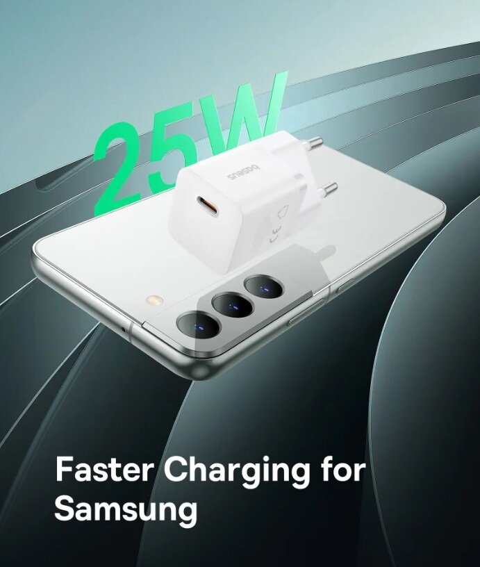 Сетевое зарядное устройство Baseus GaN5 Mini 25W USB-C + Kабель Type-C to Type-C 1m 100W USB-C, Белый