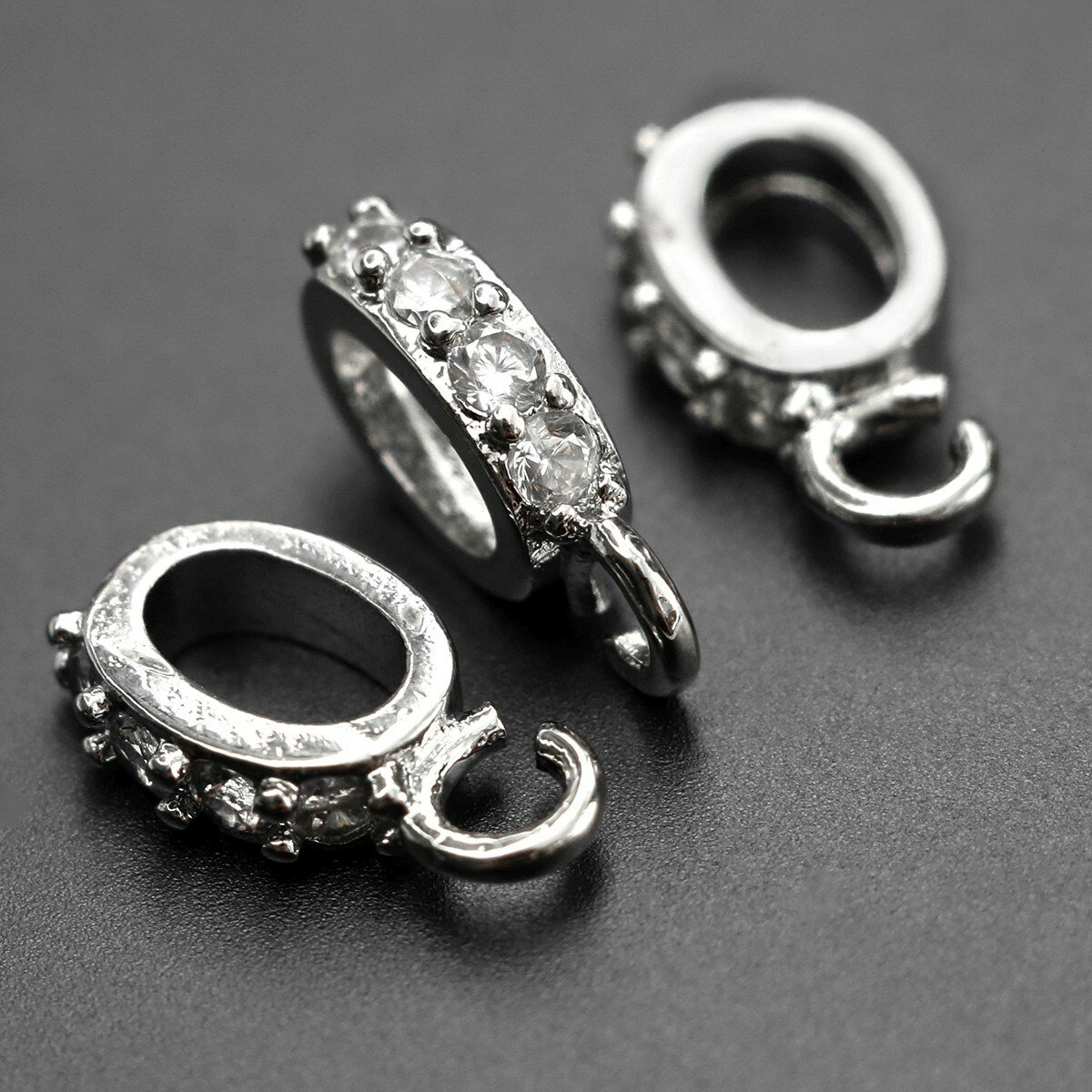 Бейл держатель для кулона подвески 5 шт для бижутерии/украшений, с цирконием, цвет платина, размер 11x6x2.5 мм