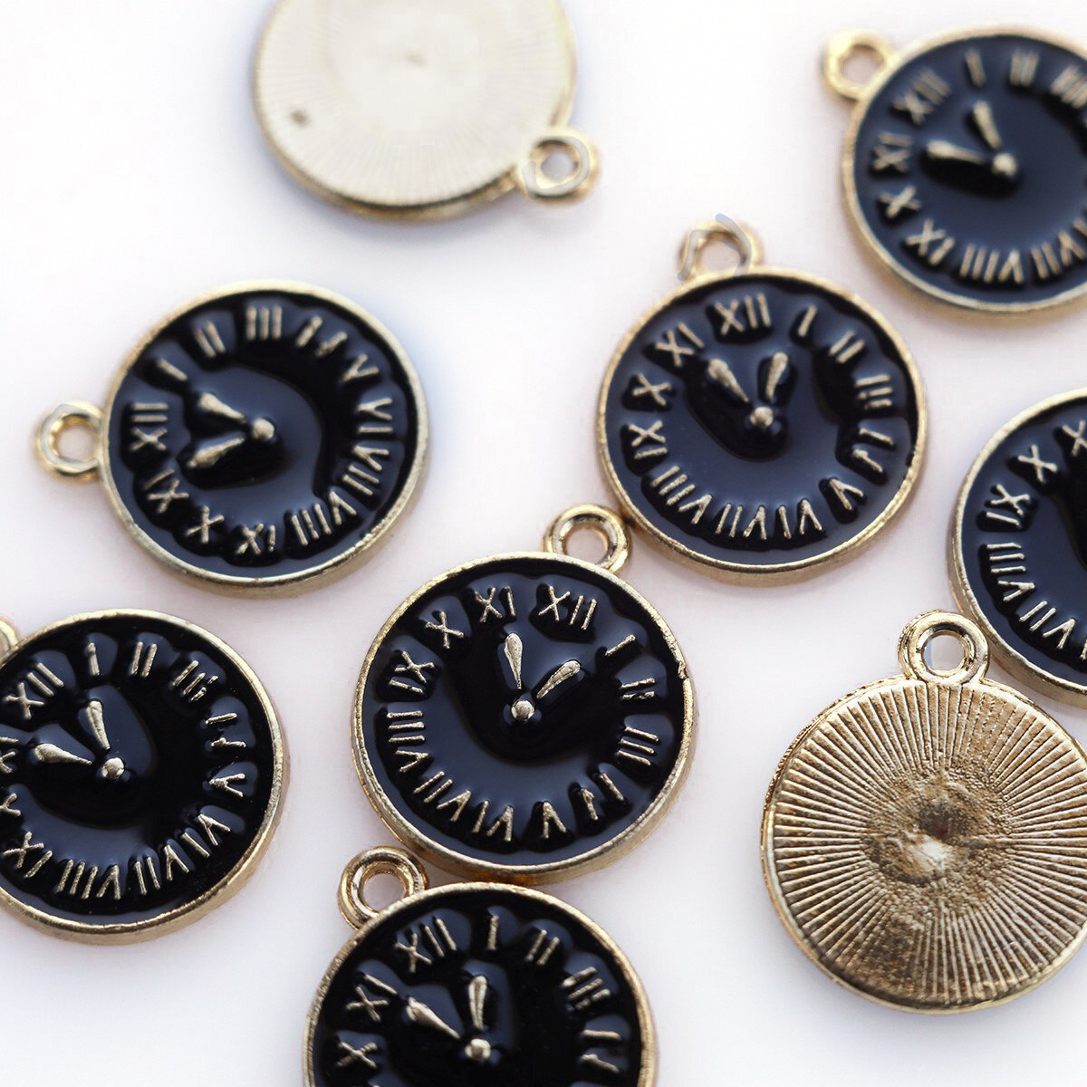 Кулон Подвеска металлическая 10 шт. для рукоделия / браслета / сережек, эмаль, цвет черный, 17x14.5x1.5 мм