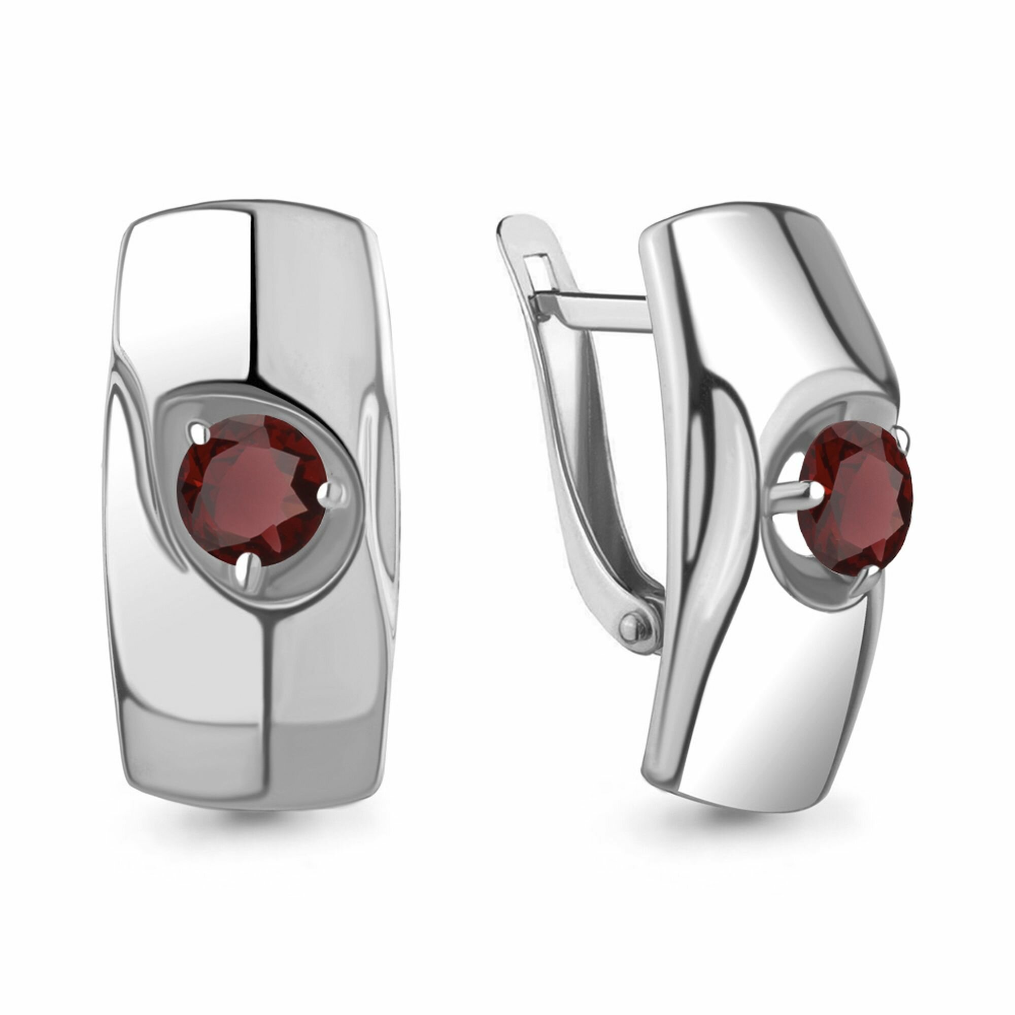 Серьги, серебро, 925 проба, родирование, гранат