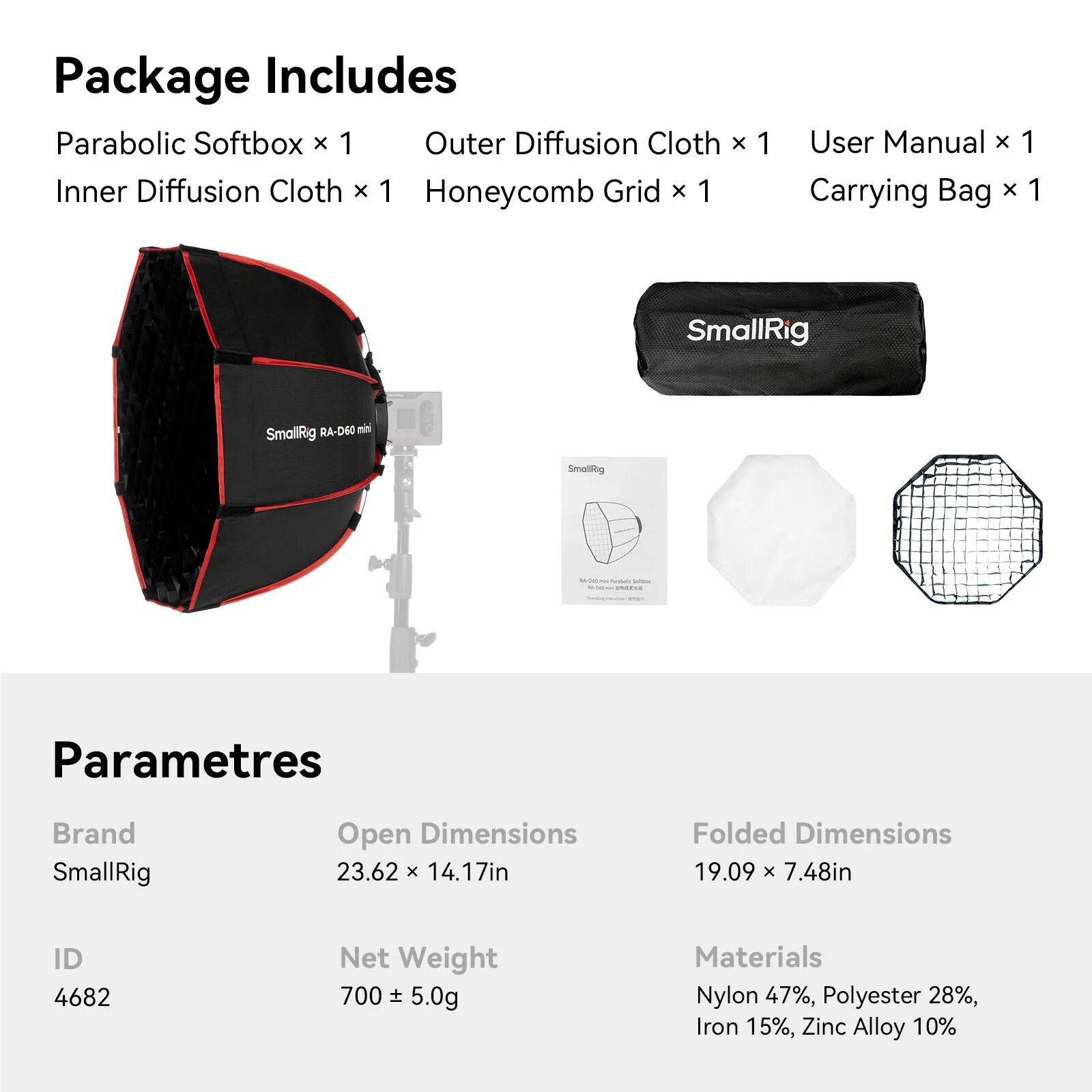 SmallRig RA-D60 мини-параболический софтбокс