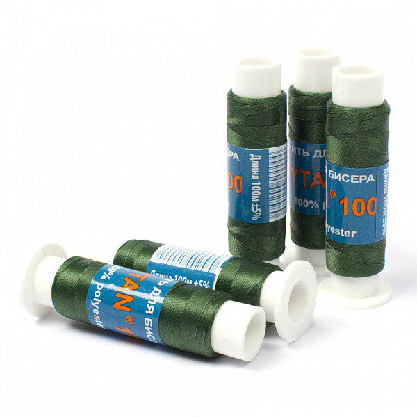 Нить для бисера Tytan 100м темно-зеленая (2 шт.)