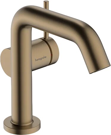 Смеситель для раковины Hansgrohe Tecturis S Fine 110 CoolStart 73310140 бронзовый, матовый, кран для ванной в раковину, из латуни, рычажный, с керамическим картриджем, с функцией экономии расхода, с д