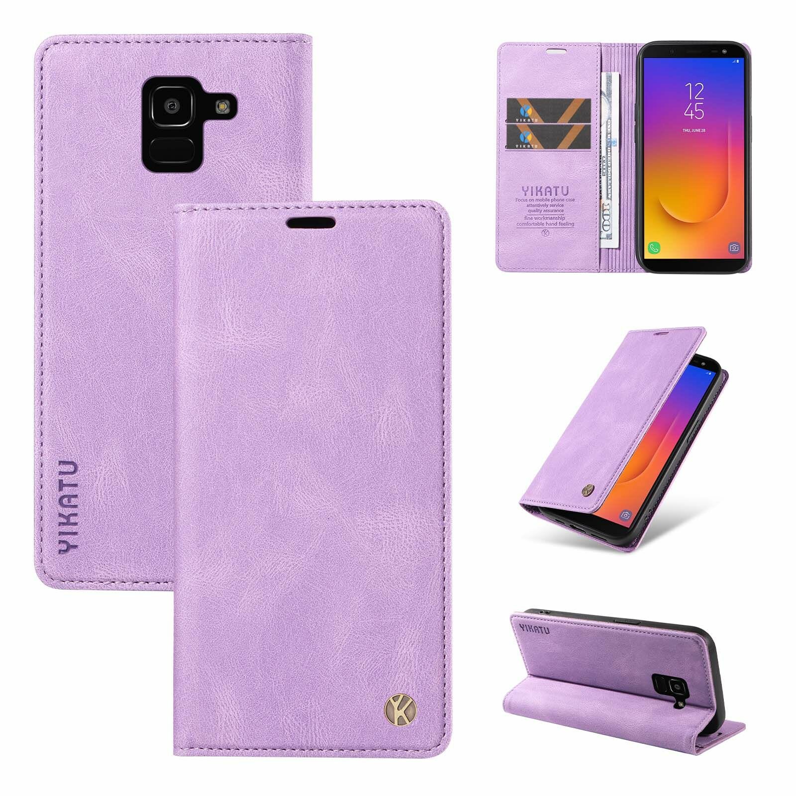 YIKATU Кожаный чехол для Samsung Galaxy A6/J6 2018(Самсунг Галакси A6/J6 2018) с визитницей из экокожи книжка