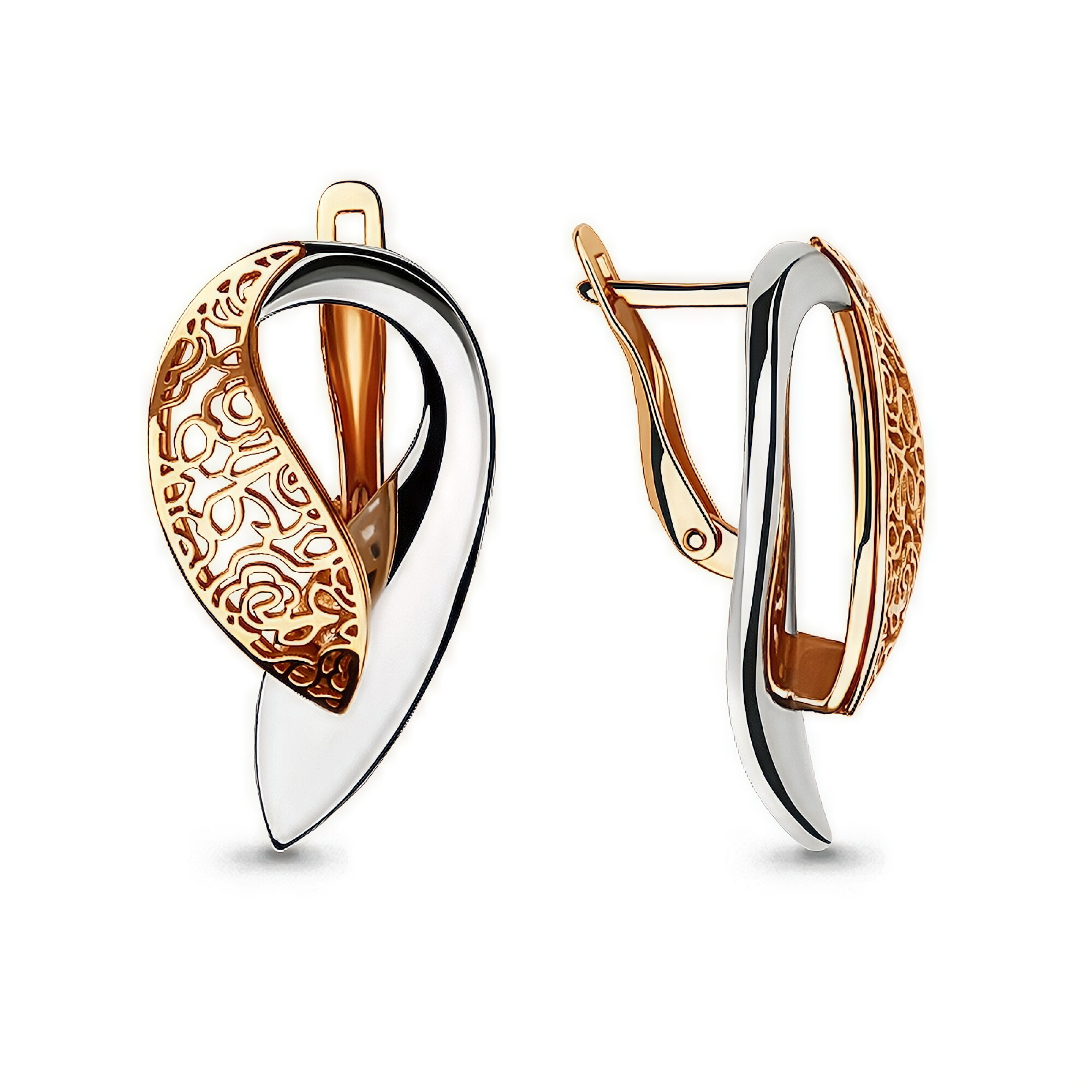 Серьги Diamant online, серебро, 925 проба, золочение