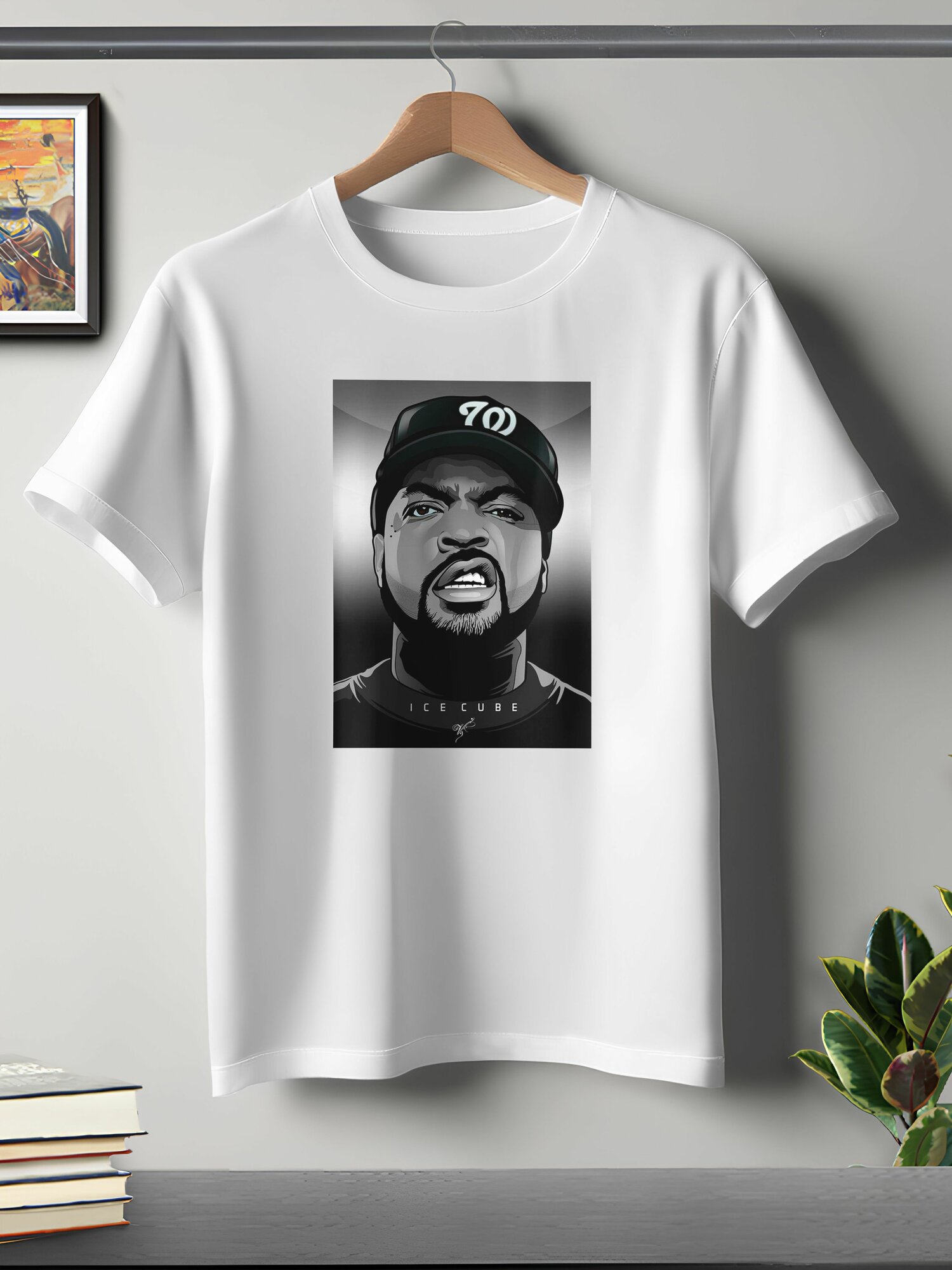 Футболка ONEQ унисекс 42-44 (XS) размер с принтом Ice Cube, белая