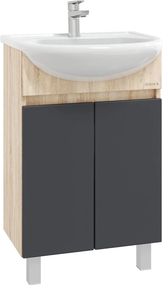 Тумба с раковиной дуб сонома/серый матовый 51 см Onika Милтон 105037 + 4620008192758