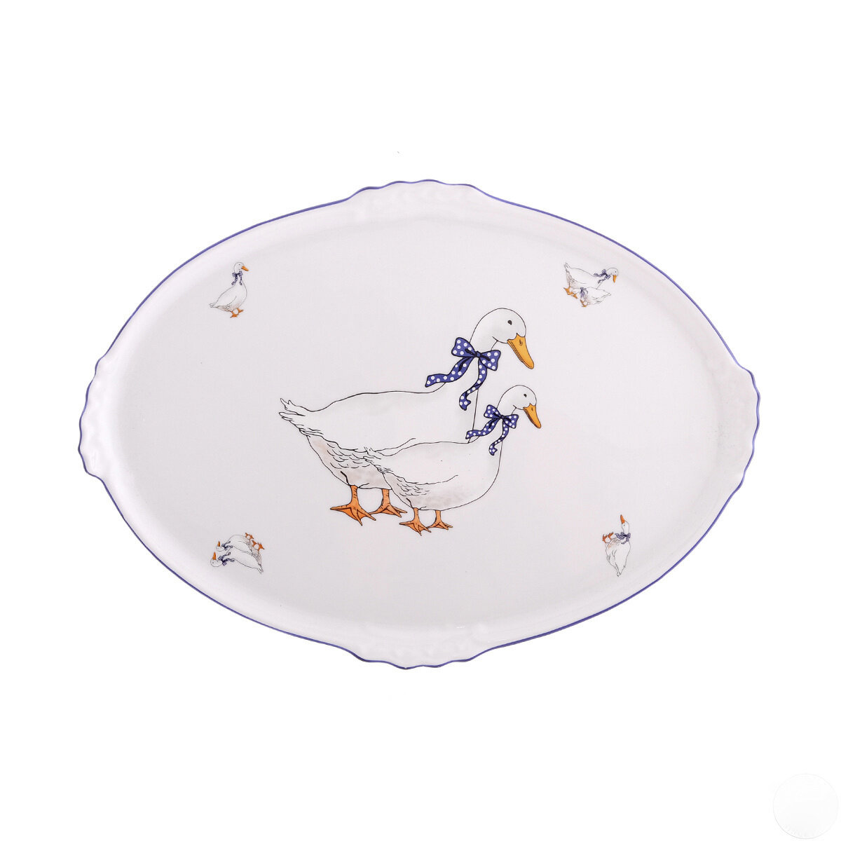 Блюдо овальное 37,2 см, 1 шт. Гуси, Queens Crown Чехия