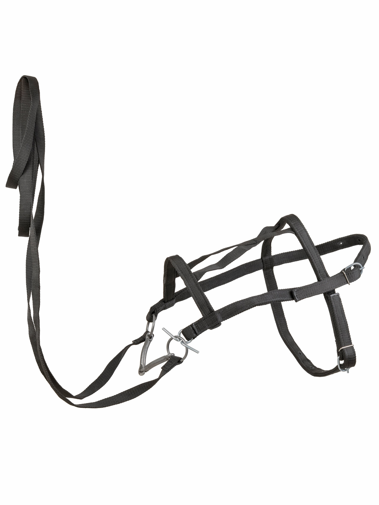Узда для лошади капроновая тройная, узда черная ширина 25 мм REITER
