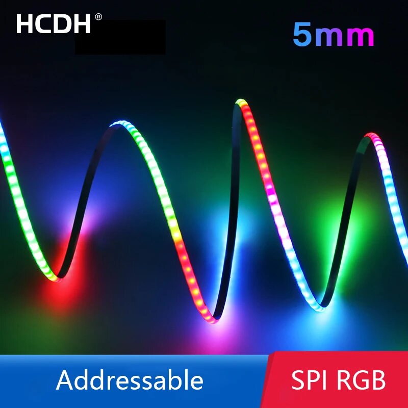 12 В 5 В SPI RGB PixelCOB Светодиодная лента для Carft DIY Decor Gamer 160 светодиодов/м Адресная 5 мм Dream Color WS2812B Светодиодная лента RGB-IC