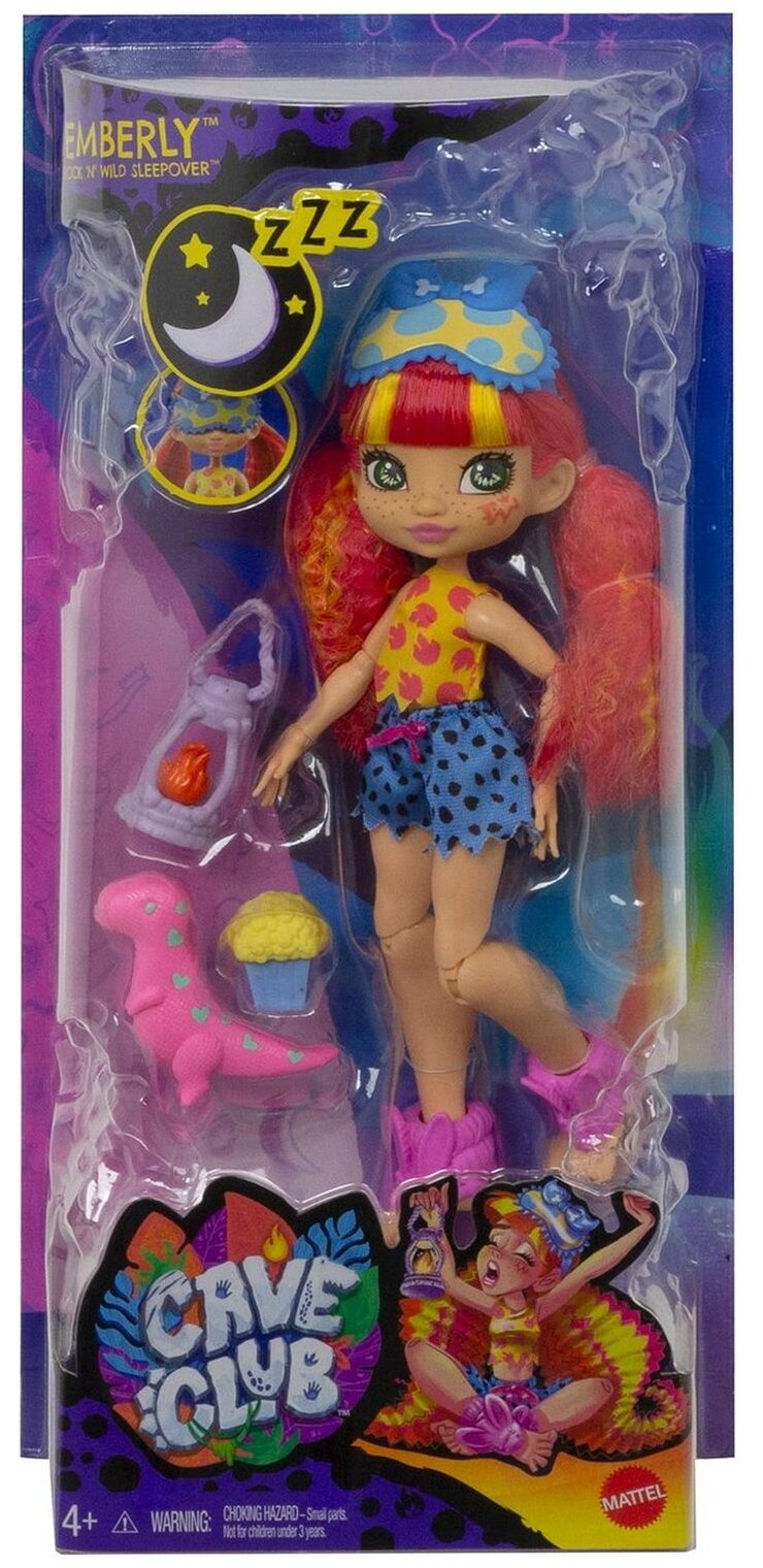 Набор игровой Cave Club Пижамная вечеринка кукла Эмберли, GTH01 Mattel