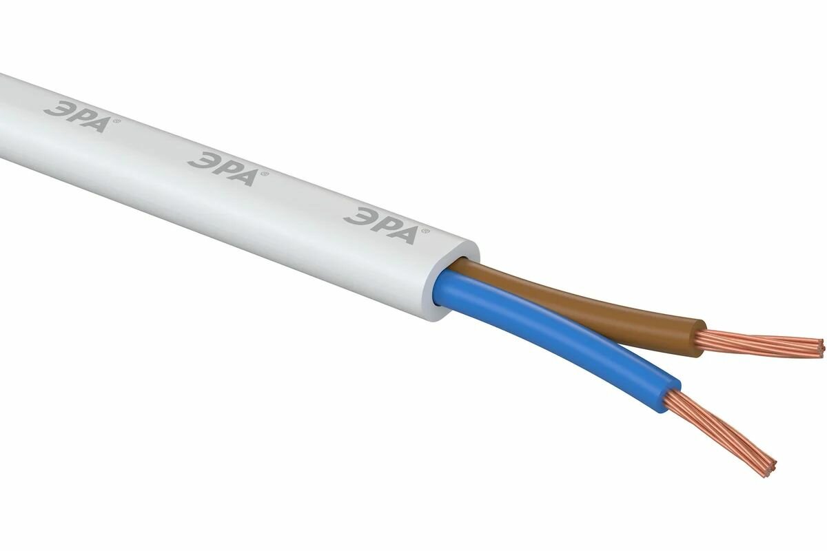 Провод ЭРА ШВВП 2x0,75 мм2, 5м, белый Б0058840