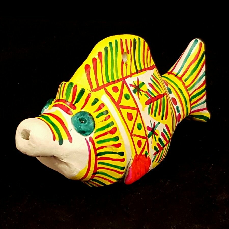 Рыбка, Свистулька, Филимоновская глиняная игрушка, ручная авторская работа