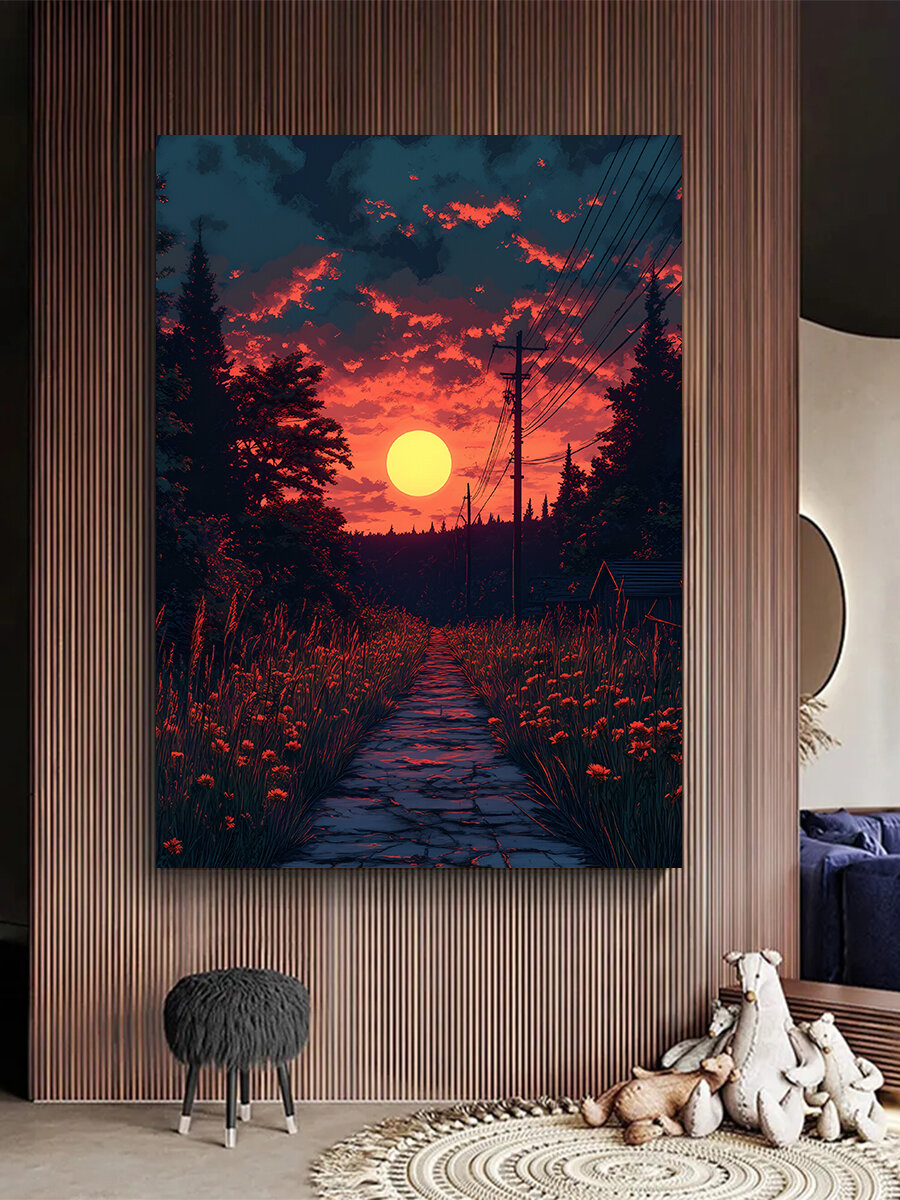 Пейзаж / природа, картина лес / река, 20х30 см, горы, море