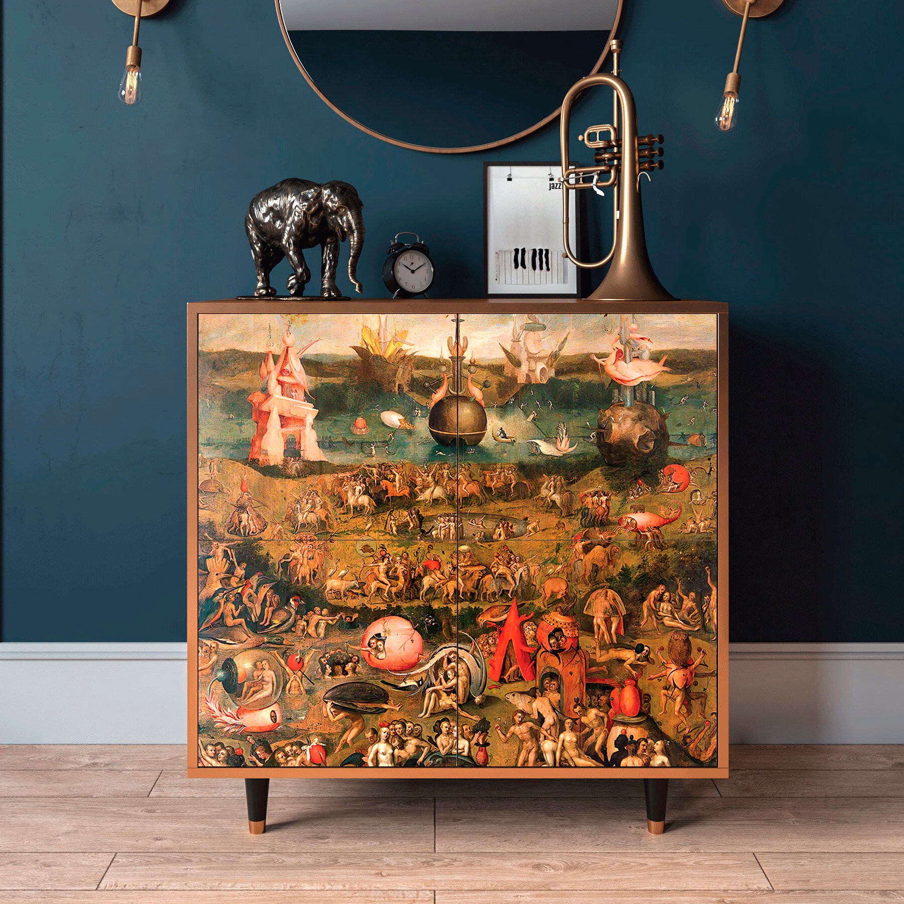 Комод - STORYZ - BS3 Garden of Earthly Delights by Hieronymus Bosch, Размер - 94 x 96 x 48 см, Цвет корпуса - Орех