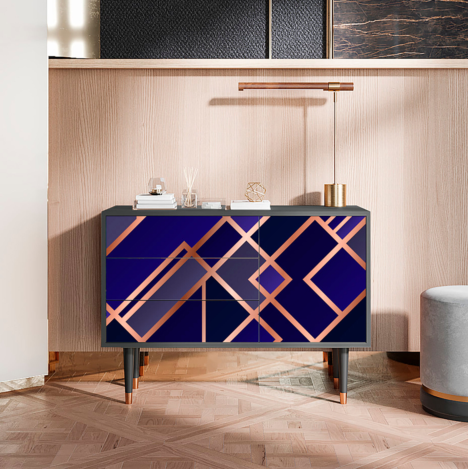 Комод - STORYZ - S3 Aquamarine Getsby, Размер - 115 x 84 x 41 см, Цвет корпуса - , Антрацит