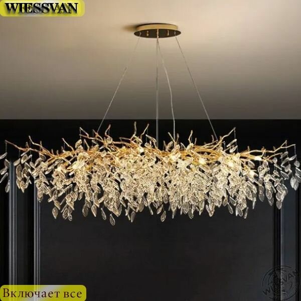 Современная роскошная люстра из хрустального алюминия, длина 120 см, теплый свет