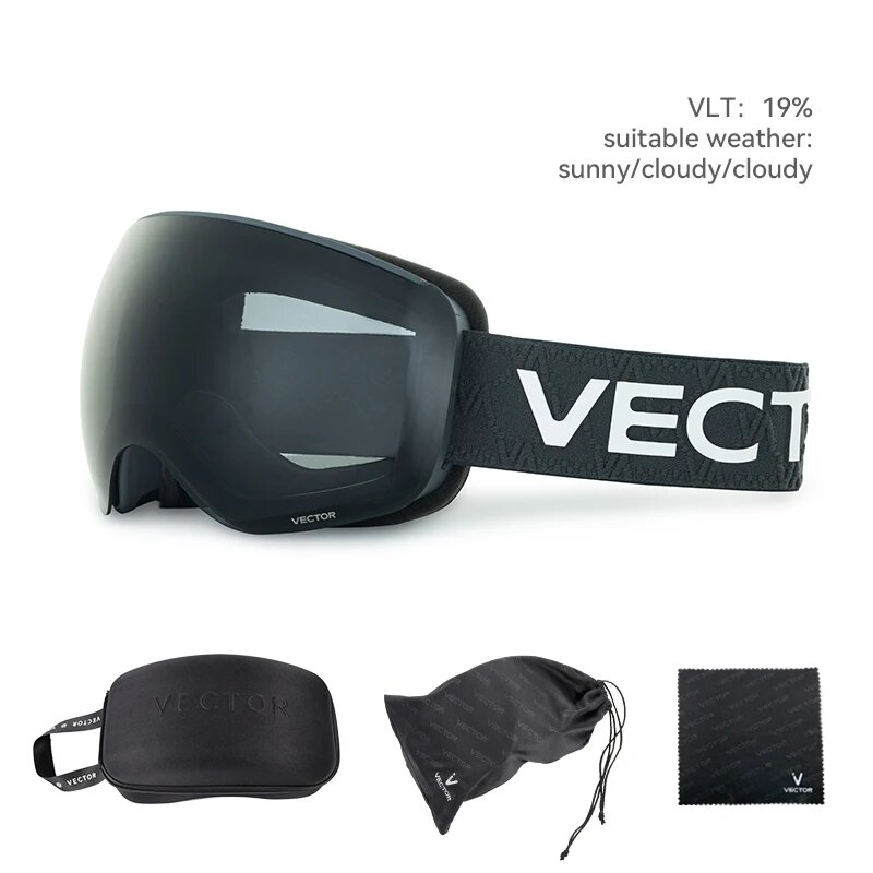 VECTOR лыжные очки для сноуборда UV 400 взрослые Черный, Color 9 n Case