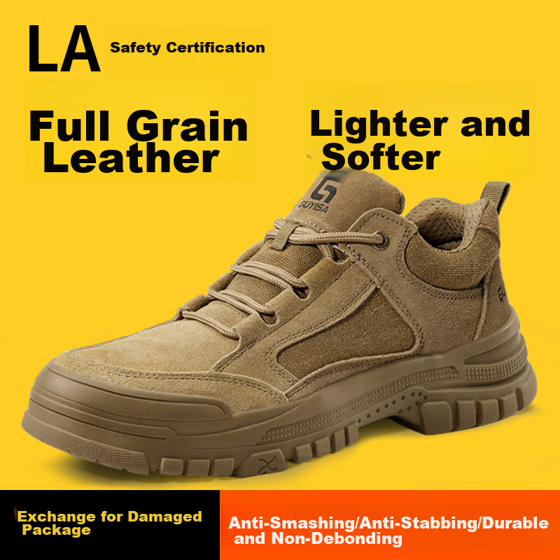 JUNBU Safety Shoes for Men with Steel Toe Cap, Anti-Smashing, Anti-Puncture, Wear-Resistant, Lightweight, Welding Work Safety Protective Functional Shoes 3115L-1 Size 44