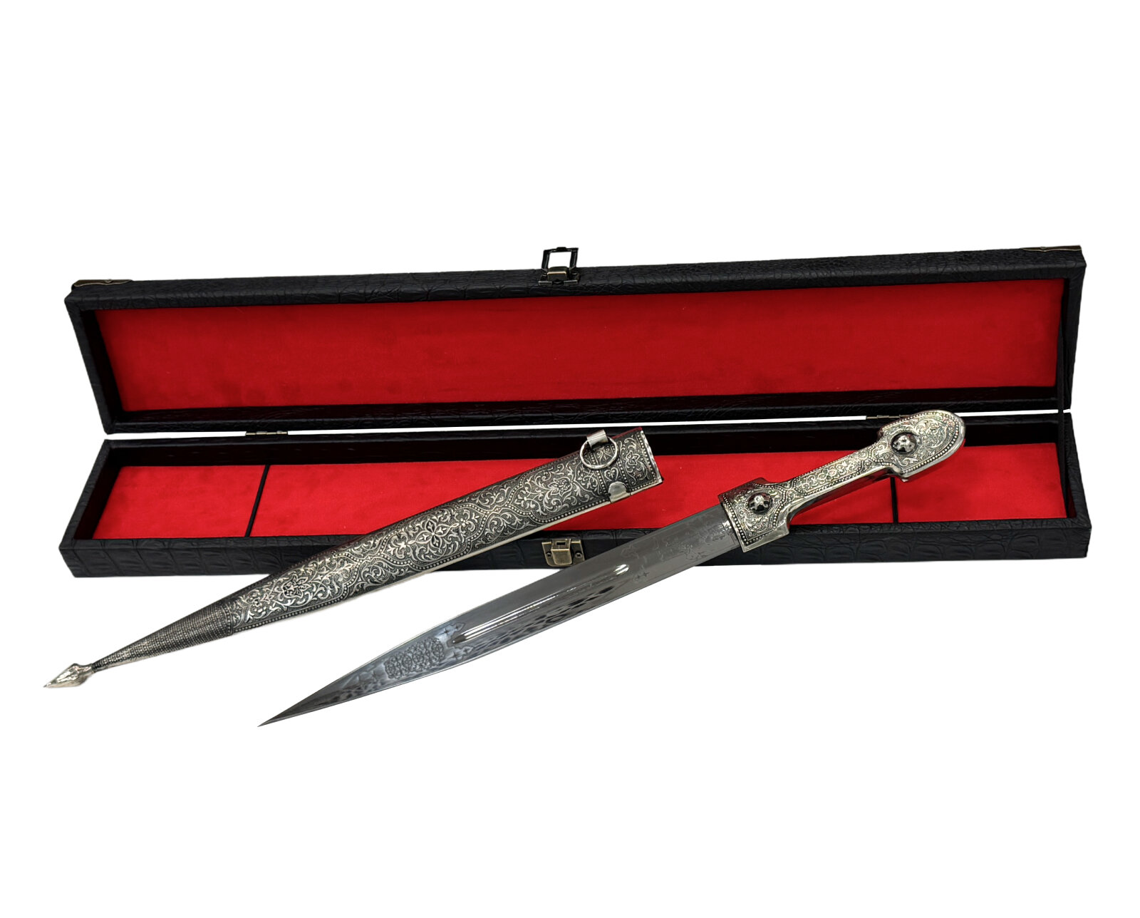Кинжал Кавказский в футляре, мельхиор, Кизляр
