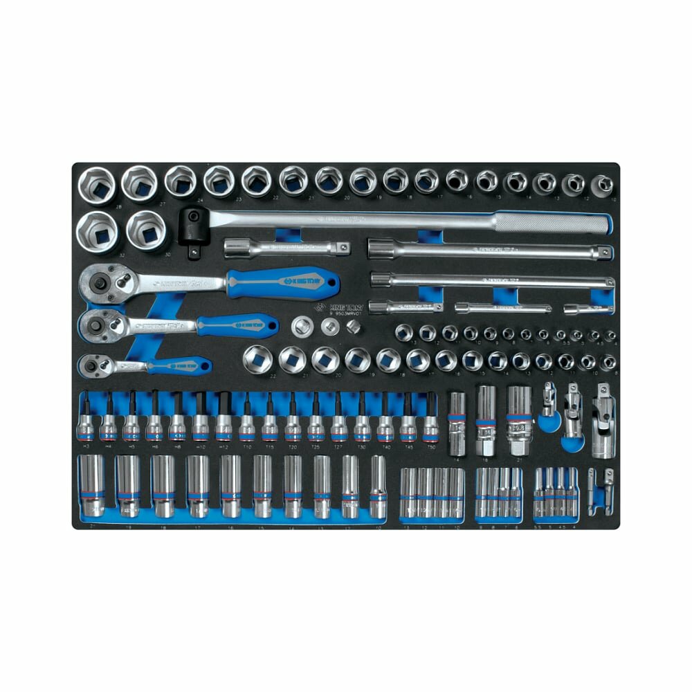 Набор торцевых головок KING TONY 1/4"&3/8"&1/2" с принадлежностями, ложемент