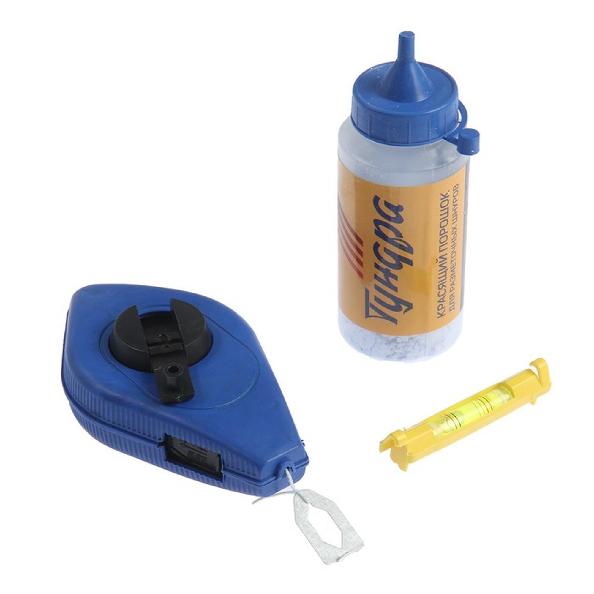 Набор разметочный тундра, шнур малярный 15 м, красящий порошок 110 г, синий