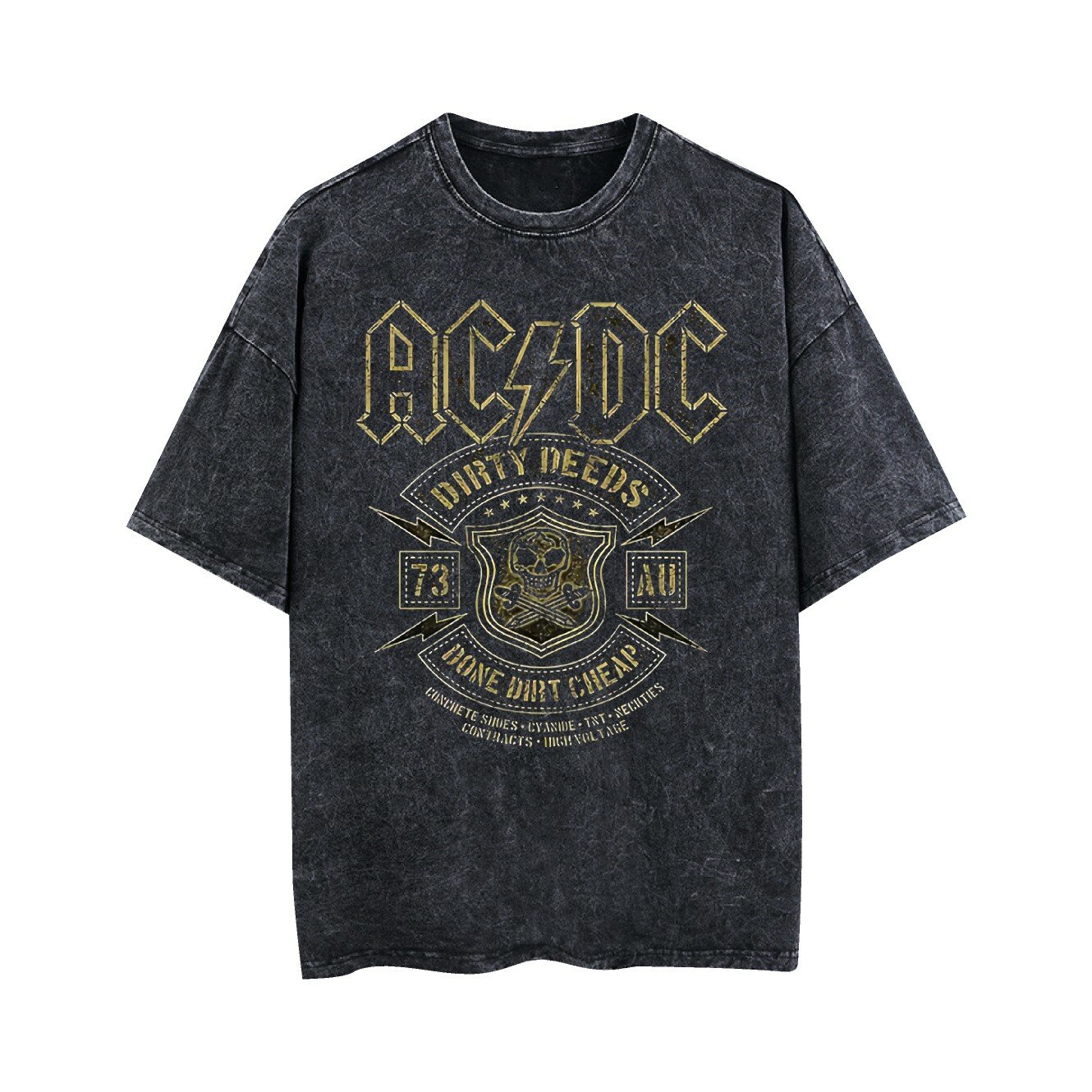 Футболка Acdc Dirty Deeds Vintage Черный ретро-костюм с коротким рукавом