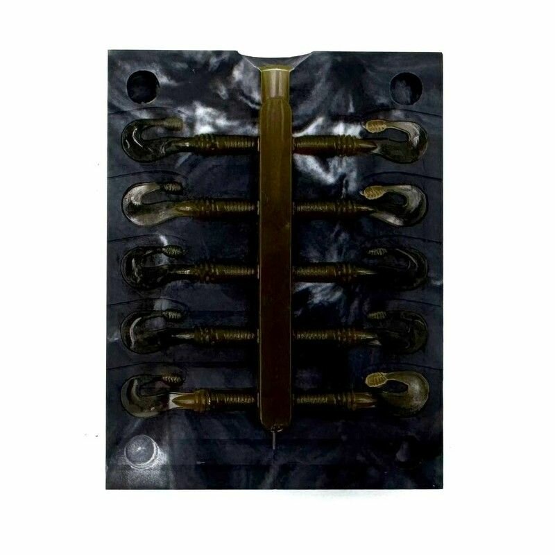 Форма для литья рыболовных силиконовых приманок Counter Grub 1", 25,4mm, 10 мест, камень