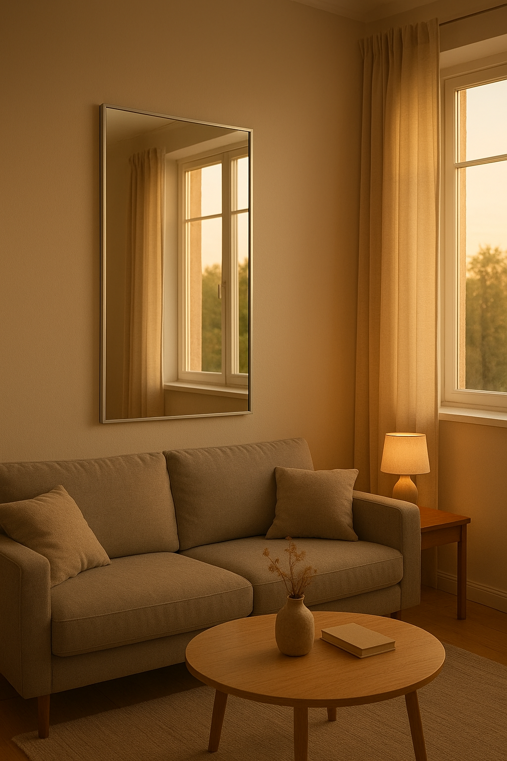 Зеркало настенное, 80х60, интерьерное, прямоугольное, в серебристой алюминиевой раме в ванную, для туалетного столика