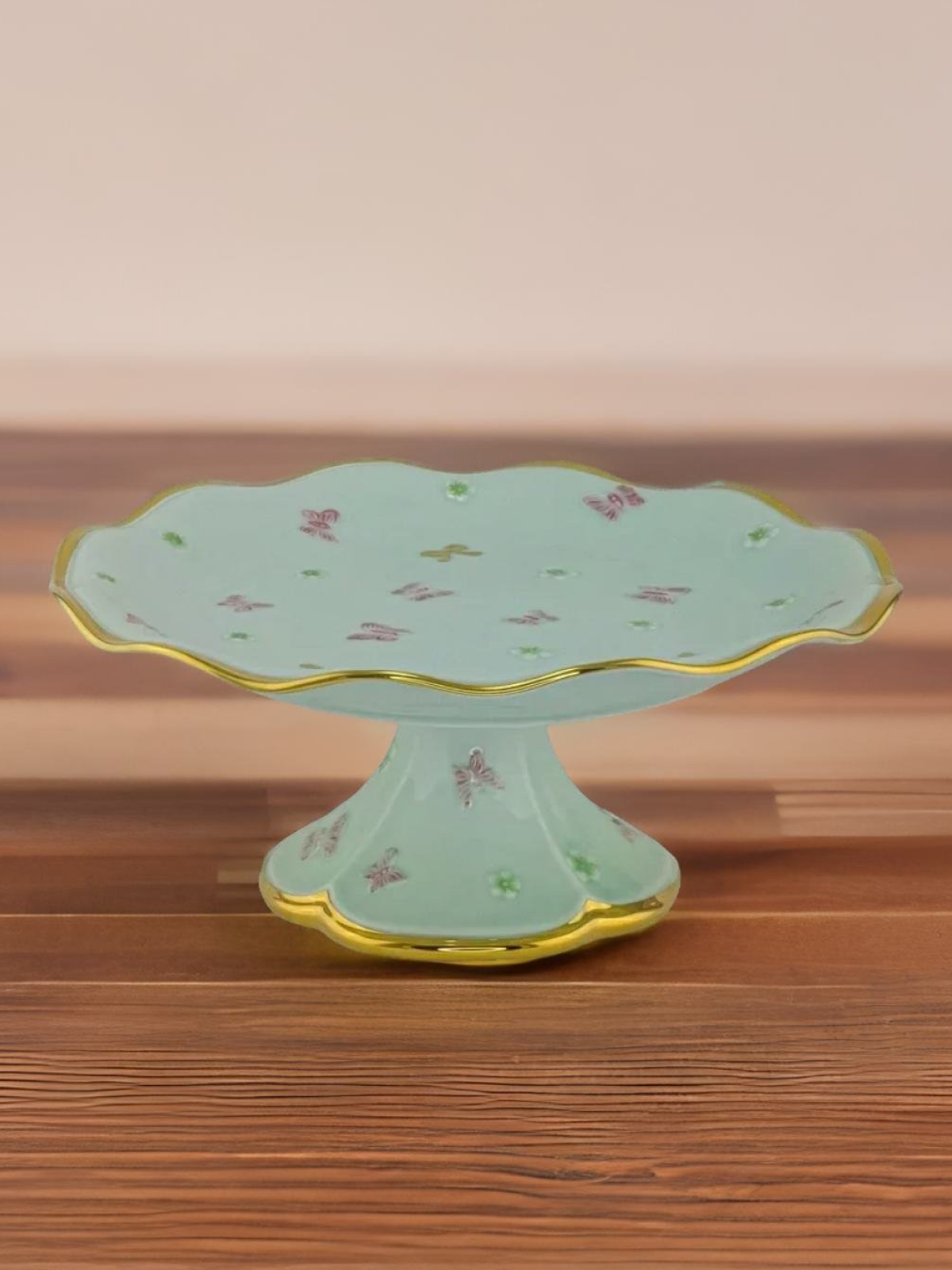 Фруктовница на ножке Lenardi Бабочки, фарфоровая, 30,5 см