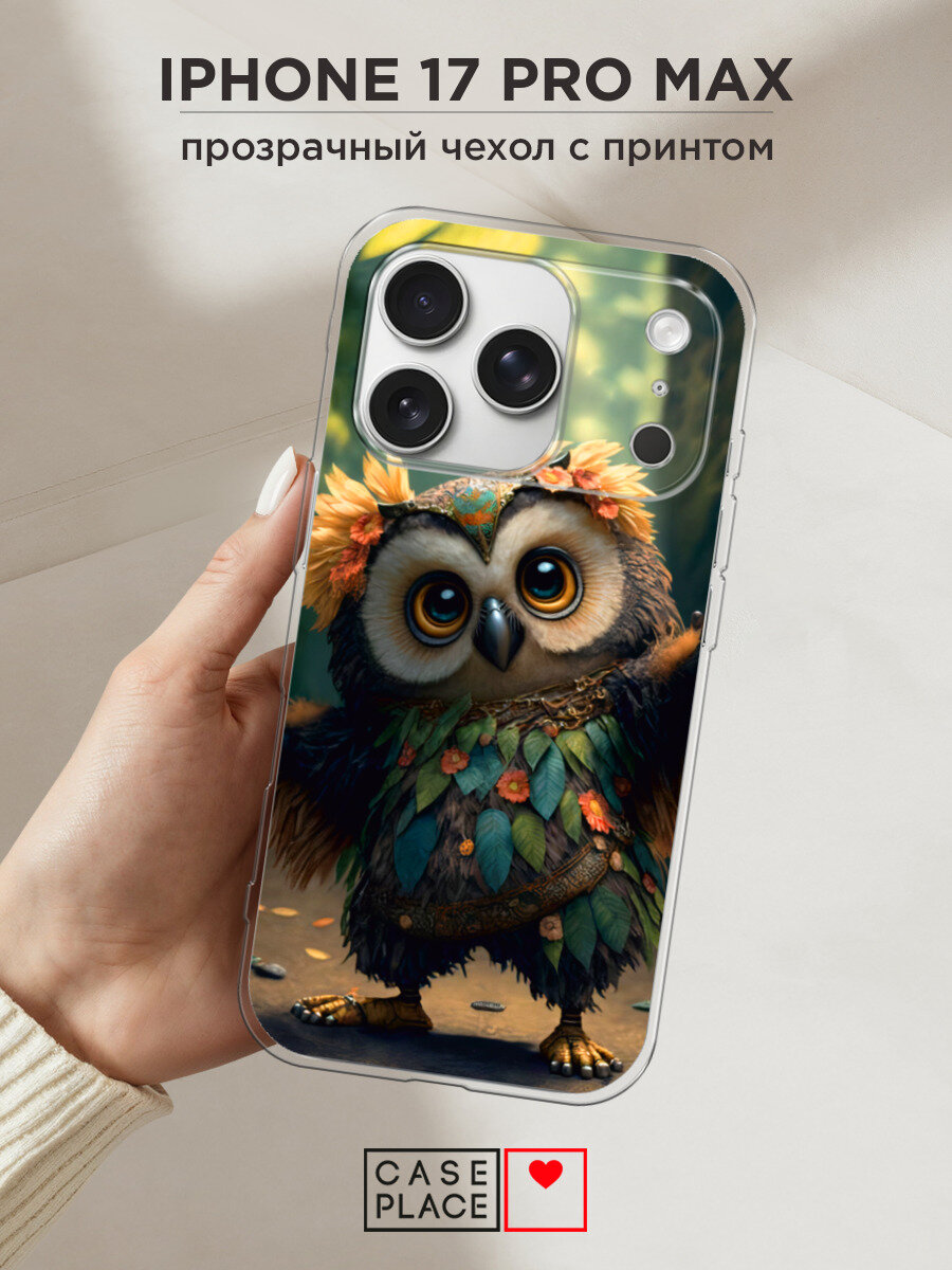 Чехол на Apple iPhone 17 Pro Max / Айфон 17 Про Макс с принтом Тропическая сова