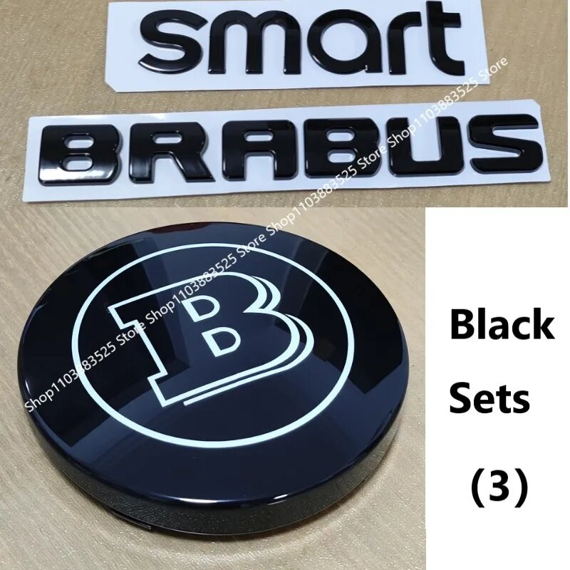 Передняя решетка, эмблема, значок на задний багажник, наклейка с логотипом B для BRABUS Smart W453 2015-2019, модифицированные аксессуары black sets (3)