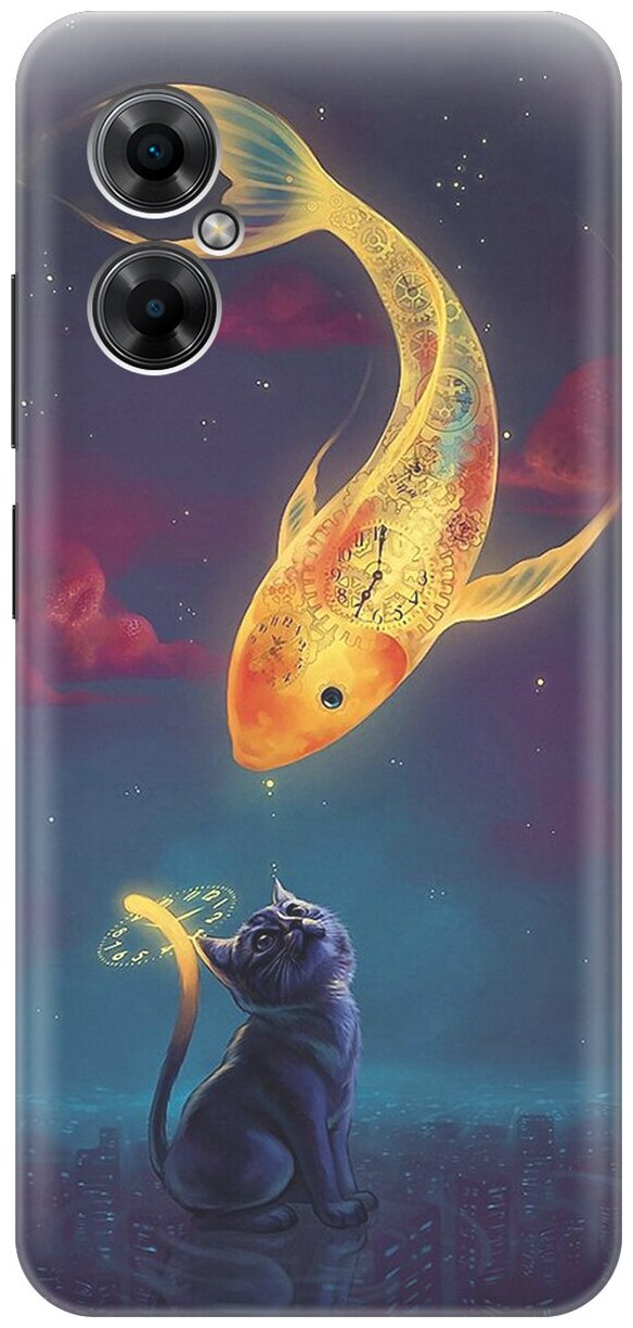 Силиконовый чехол Кот и рыбка на Xiaomi Poco M4 5G Global / Сяоми Поко М4 5Г