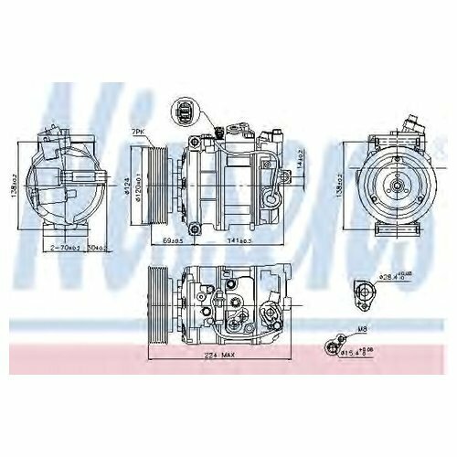 Компрессор кондиционера Nissens 890025 для VW Touareg