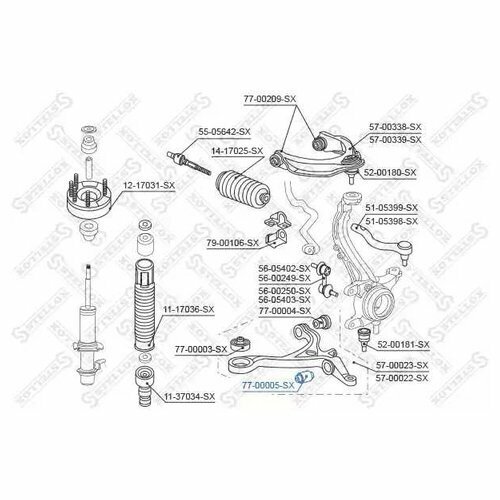 Сайлентблок рычага подвески Stellox 77-00005-SX для Honda Accord (2002-2012)