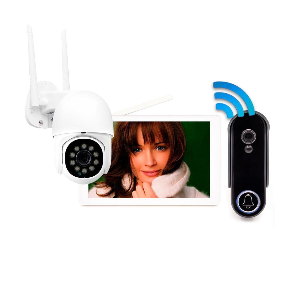 Беспроводной HD видеодомофон TUYA-WiFi с аккумулятором+ 5mp поворотная Wi-Fi IP камера видеонаблюдения Sky-Net 1100-Tuya (1+1)-2.4G (N52947KO) и бес