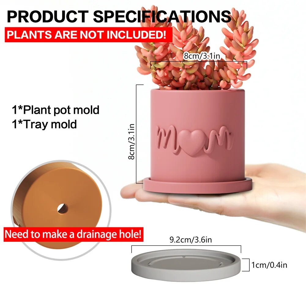 Силиконовая форма для бетона Boowan Nicole Розовый, mom