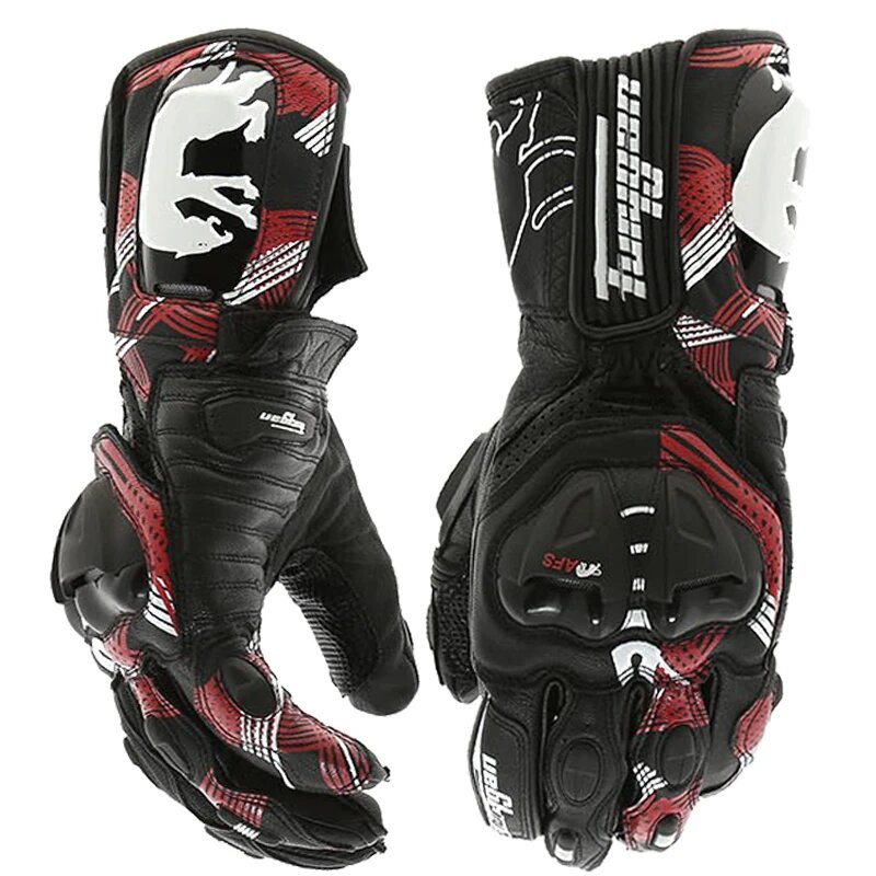 Длинные мотоциклетные перчатки Furygan, кожаные защитные перчатки, сертифицированные CE, водонепроницаемые мотоциклетные перчатки для мотокросса, мужские Guantes AFS-19 Черный, L, S19 Red