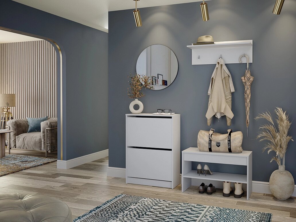 Прихожая MebelVia "Лофт", стиль лофт, ЛДСП, цвет белый, ширина 148 см