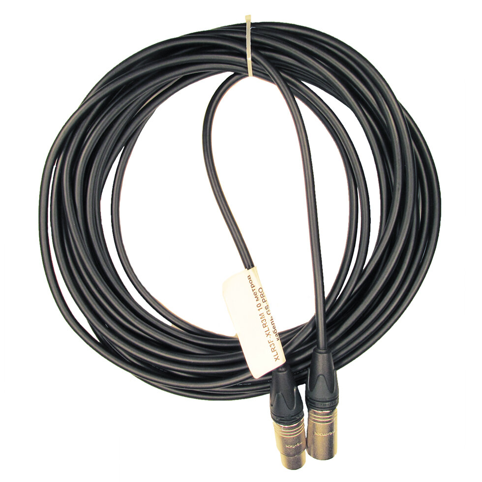 Кабель микрофонный GS-PRO XLR3F-XLR3M (black) 10 метров