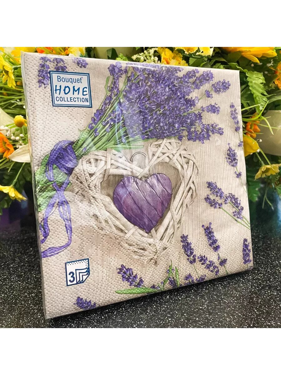 Сервировочные салфетки Art Bouquet, квадратные, 33x33 см, с рисунком, 20 шт