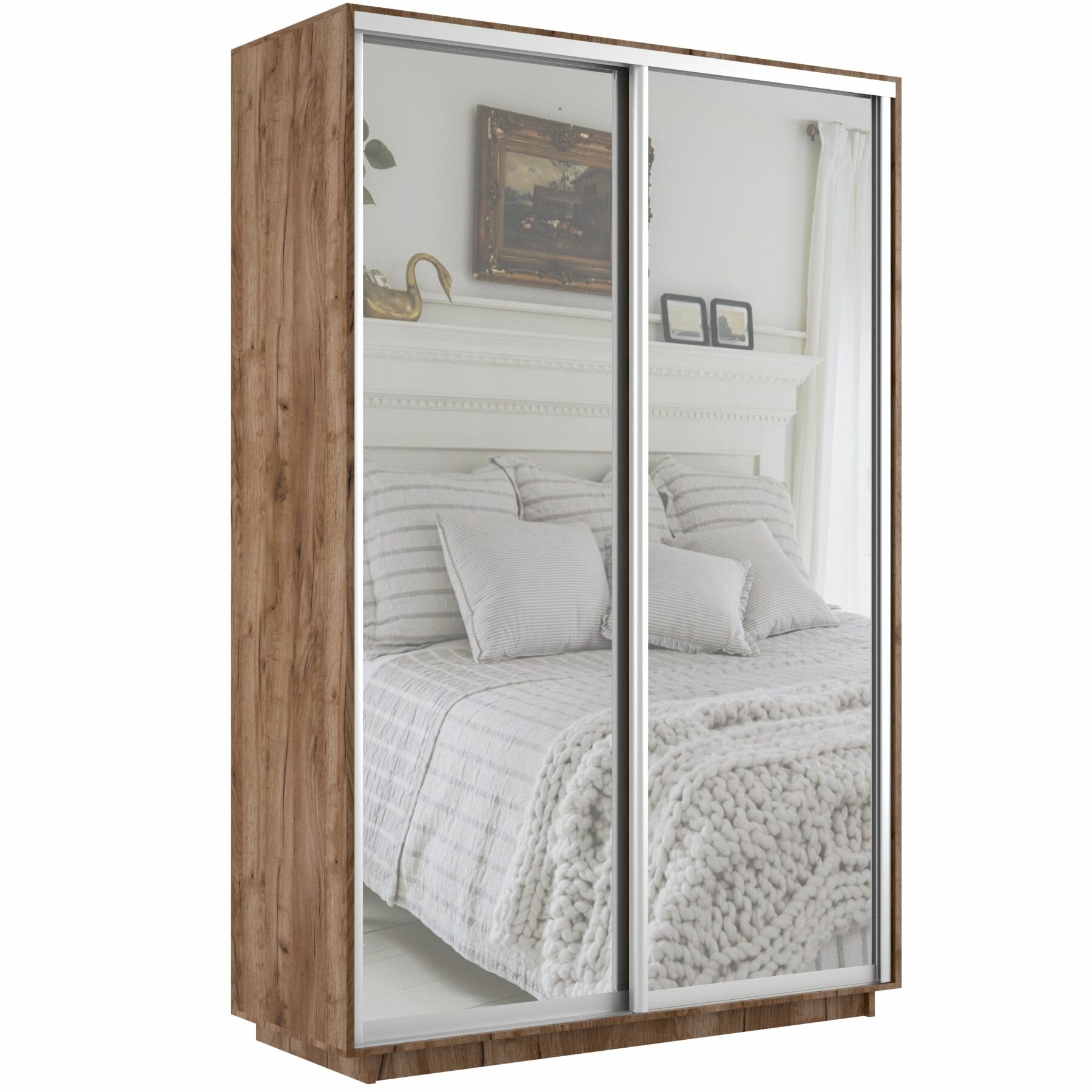 Шкаф-купе Экспресс 1,2 2 зеркала Крафт табачный глубина 45 см