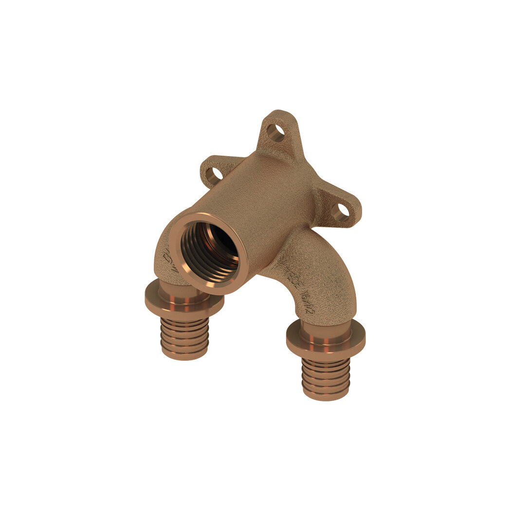 Tece Тройник угловой с настенным креплением, закругленный, бронза 16 × Rp 1/2" × 16, 708625
