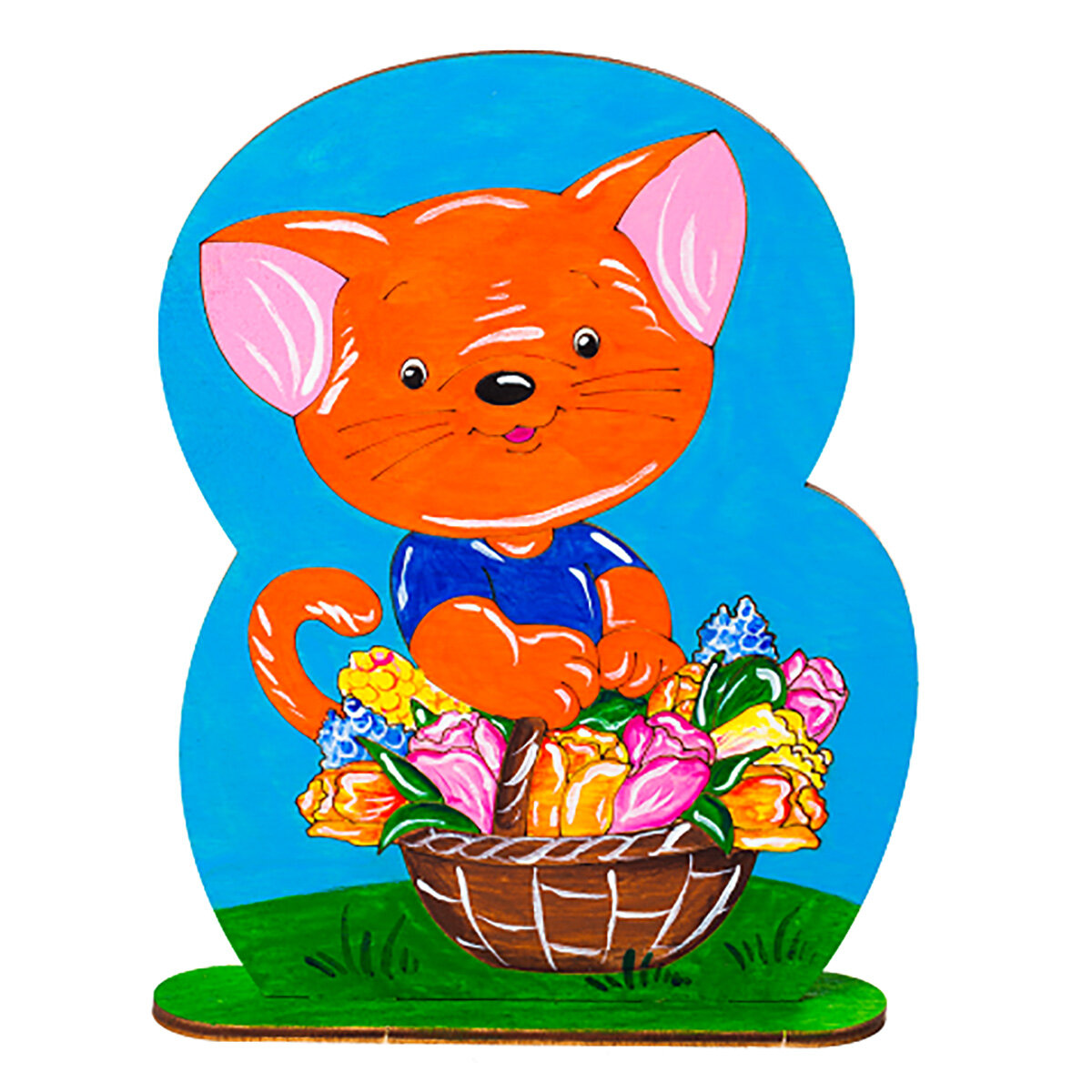 Lori Роспись по дереву Игрушка - сувенир Котик Фнр/ф-045декоративная настольная фигурка